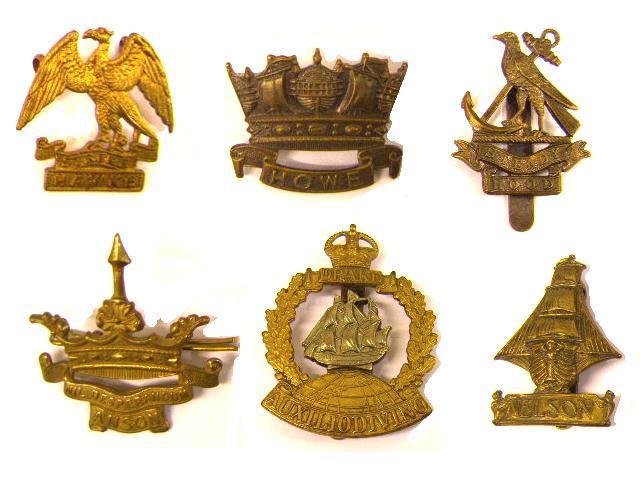 RN Naval division Cap badges