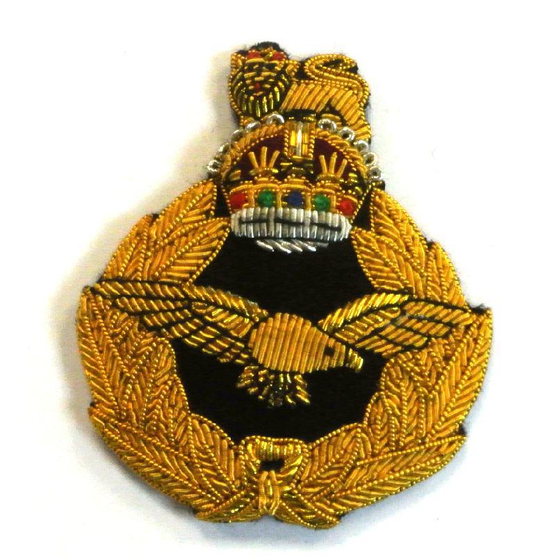 RAF officers Gold wire cap badge embroidered or metal eagle - Surplus ...