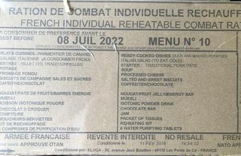 RCIR French Ration Pack Prepper Food