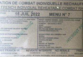 RCIR French Ration Pack Prepper Food