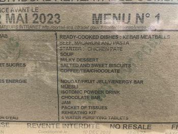 RCIR French Ration Pack Prepper Food